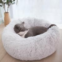 China Wholesale Warm Plush Soft Donut  Cats Dogs Bed Faux Fur Dog Calming Bed for sale