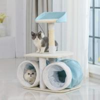 China Plush Cat Climbing Tree Frame Jumping Platform With Tunnel Toy Luxury Scratcher Tree Bed for sale