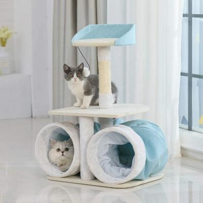 China Plush Cat Climbing Tree Frame Jumping Platform With Tunnel Toy Luxury Scratcher Tree Bed for sale
