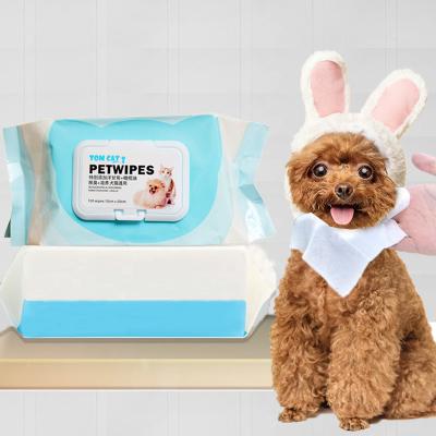 China Pet Grooming Tools 100pcs Hypoallergenic Pet Wet Tissue Tear Cleaning For Dog for sale