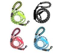 China EVA Reflective Double Handle Dog Leash Dog Round Rope With Clip And Padded Handle 180cm for sale