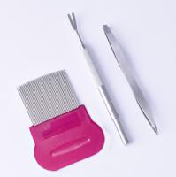 China Stainless Steel Durable Three Piece Pet Grooming Comb Lice Remover Metal Dog Comb for sale
