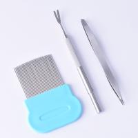 China Stainless Steel Durable Three Piece Pet Grooming Comb Lice Remover Metal Dog Comb for sale