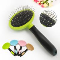 China Steel Needles Pet Hair Remover Comb With Handle Dogs Brush Pet Grooming Combs for sale