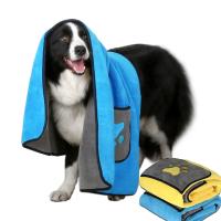 China super absorbent Fiber Thicken Winter Dog Bathrobe Towel With Pockets For Big Dogs Quick Dry for sale