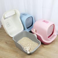 China Fully Enclosed Cat Litter Pan Waterproof Hooded Cat Litter Box With Shovel for sale