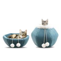 China 2-in-1 Foldable round shape deep sleep cat house durable cat pet bed breathable dog bed cave for sale