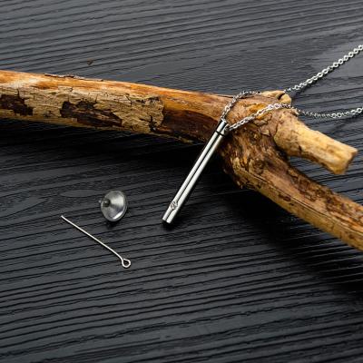 China Pet Ashes Pill Keepsake Pendant Pet Grooming Tools Stainless Steel Cremation Urn Necklace  50cm for sale