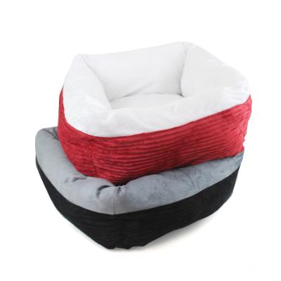 China Rectangle Plush Dog Cat Bed Self-Warming Deep Sleep Pet Bed Corduroy Pets Bed Washable Comfortable Dog Sofa for sale