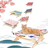 China Elevated Cat Beds Cat Hammock Blanket Beds Wooden Detachable Frame Square Hanging Washable Cat Sofa for sale