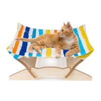 China Elevated Cat Beds Cat Hammock Blanket Beds Wooden Detachable Frame Square Hanging Washable Cat Sofa for sale