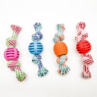 China Double Knot Cotton Washable Rope Ball Dog Toy Durable Rope Chew Toys 50g for sale