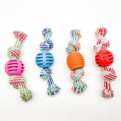 China Double Knot Cotton Washable Rope Ball Dog Toy Durable Rope Chew Toys 50g for sale