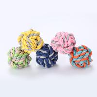 China Bite Resistant Cotton Dog Rope Toy Ball Braided Cotton Chew Knot Ball For Dog Teeth Cleaning for sale