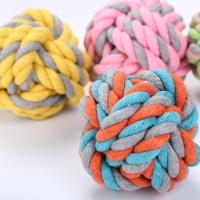 China Bite Resistant Cotton Dog Rope Toy Ball Braided Cotton Chew Knot Ball For Dog Teeth Cleaning for sale