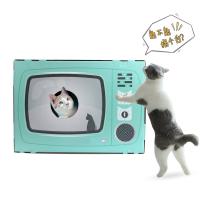 China Cat House Scratcher Retro TV Shape Cat Lounge with Scratch Pad Corrugated Cardboard Cave Bed Scratcher for sale