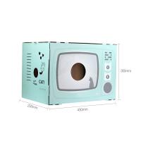 China Cat House Scratcher Retro TV Shape Cat Lounge with Scratch Pad Corrugated Cardboard Cave Bed Scratcher for sale