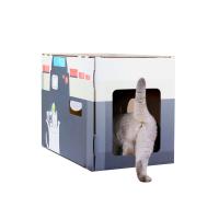 China Cat House Scratcher Retro Camera Shape Cat Lounge with Scratch Pad Corrugated Cardboard Cave Bed Scratcher for sale
