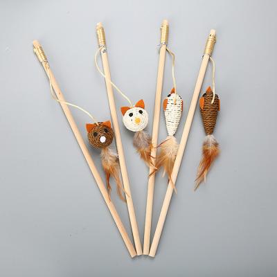 China Multiple Styles Cat Pet Toys Interactive Funny Feather Cat Fishing Pole Toy for sale
