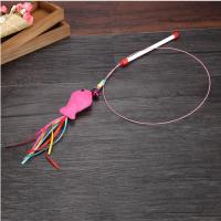 China Interactive Funny Fish Cat Teaser Stick Pack With Steel Wire Feather Bell for sale