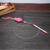China Interactive Funny Fish Cat Teaser Stick Pack With Steel Wire Feather Bell for sale