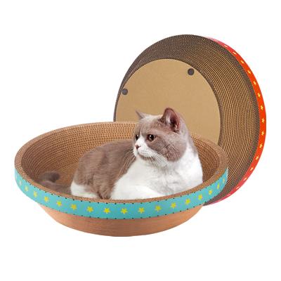 China Durable Round Cardboard Cat Bed Bowl Shape Corrugated Cat Scratching Pad 700g for sale