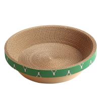 China Durable Round Cardboard Cat Bed Bowl Shape Corrugated Cat Scratching Pad 700g for sale