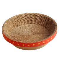 China Durable Round Cardboard Cat Bed Bowl Shape Corrugated Cat Scratching Pad 700g for sale