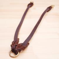 China Pet Cow Leather Collar Leash Harness Set Traction Rope  Double Ended Dog Lead 50CM for sale