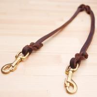 China Pet Cow Leather Collar Leash Harness Set Traction Rope  Double Ended Dog Lead 50CM for sale