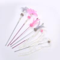 China Interactive Feather Cat Pet Toys Wand Plastic Fairy Cat Teaser Stick for sale