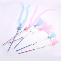 China Interactive Feather Cat Pet Toys Wand Plastic Fairy Cat Teaser Stick for sale