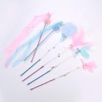 China Interactive Feather Cat Pet Toys Wand Plastic Fairy Cat Teaser Stick for sale