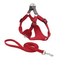 China Suede Fabric Reflective Chest Dog Collar Leash Harness Set Easy Walk Dog Harness for sale