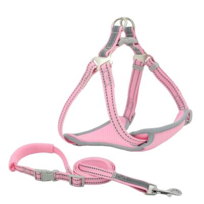 China Breathable Mesh Reflective Leash And Collar set Chest Strap Traction Set Dog Collar And Leash Kit for sale