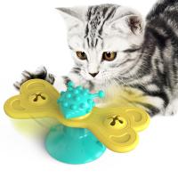China TPR Pet Interactive Kitten Toys Spinning Windmill Cat Toy for sale