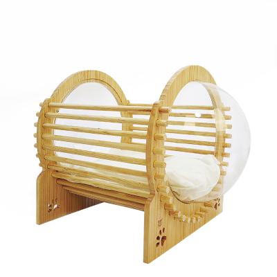 China Capsule Wood Cat Bed House With Window for sale