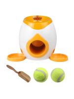 China Pet Treat Dispenser Double Hole Tennis Throwing Food Reward Machine 900g for sale