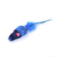 China Self Excited Cat Pet Toys Dark Blue Feather Mouse Cat Toy Anti Depression for sale