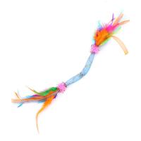 China Eco-friendly High Quality Soft Feather Plastic Cat Toy Cat Interactive Feather Toys with Bell for sale
