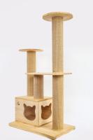 China OEM & ODM Luxury Wooden Cat Climbing Tree Furniture Safety Stairs Pet Rise Bed for sale