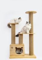 China OEM & ODM Luxury Wooden Cat Climbing Tree Furniture Safety Stairs Pet Rise Bed for sale