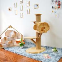 China 123cm Large Solid Wood Cat Climbing Tree Cat Activity Tower With Scratching Posts for sale