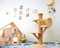 China 123cm Large Solid Wood Cat Climbing Tree Cat Activity Tower With Scratching Posts for sale