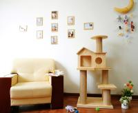 China L Size Cat Scratch House Tower Condo Sisal Rope Wrapped Wooden Cat Bed 60*50*125.5cm for sale