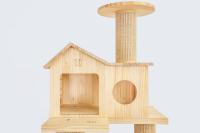 China L Size Cat Scratch House Tower Condo Sisal Rope Wrapped Wooden Cat Bed 60*50*125.5cm for sale