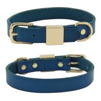 China Engraved Alloy Square Collar Leash Harness Set Cowhide Collar Dog Collar for sale