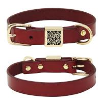China Engraved Alloy Square Collar Leash Harness Set Cowhide Collar Dog Collar for sale