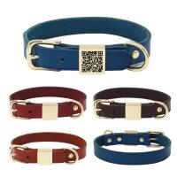China Engraved Alloy Square Collar Leash Harness Set Cowhide Collar Dog Collar for sale