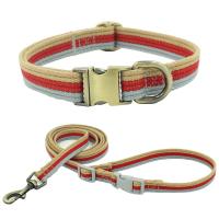 China Nylon Twisted Rope Pet Leash Can Be Engraved Webbing Collar Traction Rope Set Pet Dog Leash Set for sale